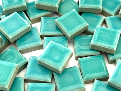 Teal Square Ceramic Tiles 1.5cm | Mosaic Materials for Australian ...